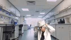 White Haired Mad Scientist Laboratory Dance GIF | GIFDB.com