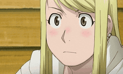 Winry Rockbell Blushing Anime GIF | GIFDB.com