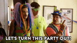 Workaholics Blake Anders Adam In Neon Party Outfits GIF | GIFDB.com