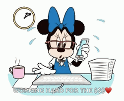 Working Hard Minnie Mouse Multi Tasking GIF | GIFDB.com