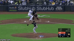 Yelich Hits Ball And Home Run GIF | GIFDB.com