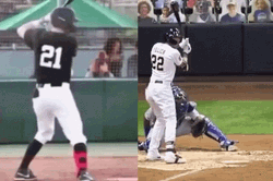 Yelich Hits Ball Swing Pose GIF | GIFDB.com