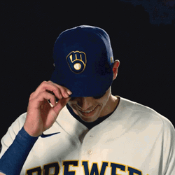 Yelich Tips Cap Smiling GIF | GIFDB.com