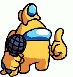 Yellow Among Us Microphone On Hand Thumbs Up GIF | GIFDB.com