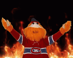 Youppi Mascot Blazing Wildfire Background GIF | GIFDB.com
