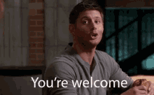 Youre Welcome Jensen Ackles Smiling Nod GIF | GIFDB.com