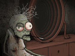 Zombie Hitting Glass Breaking In Sharp Pieces GIF | GIFDB.com